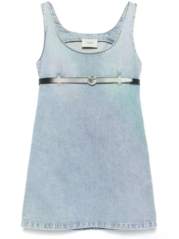 Coperni Belted Denim Mini Dress - Blue