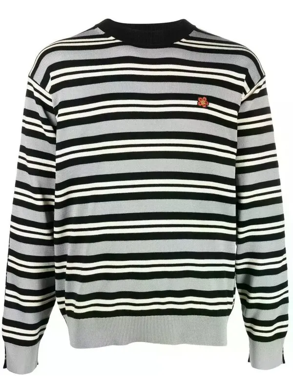 Kenzo Floral-embroidered Striped Jumper