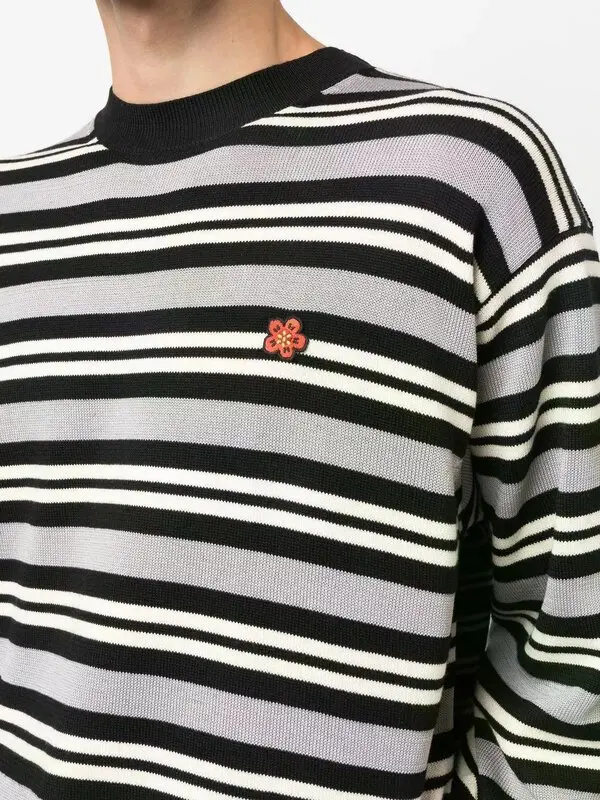 Kenzo Floral-embroidered Striped Jumper