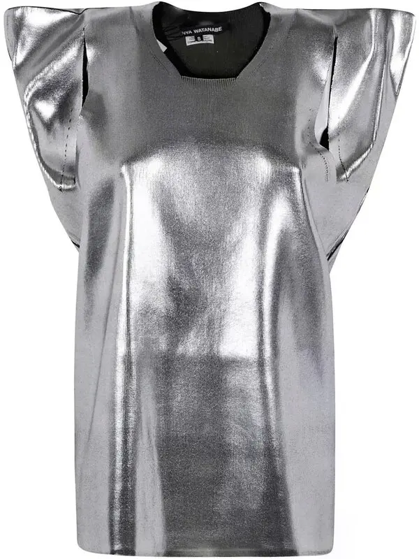Junya Watanabe Metallic-effect Knitted Top - Silver