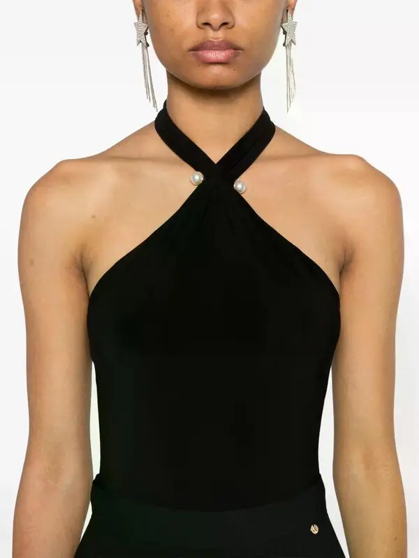 NISSA Faux-pearl Halterneck Bodysuit