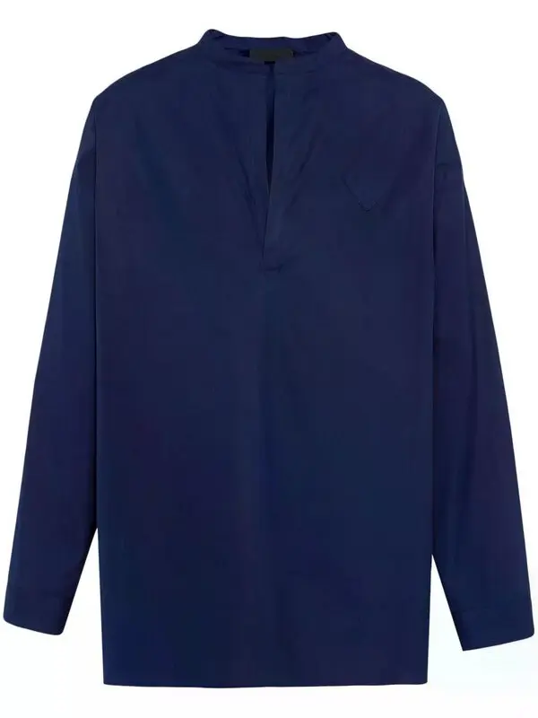 Prada Triangle-logo Cotton Shirt - Blue