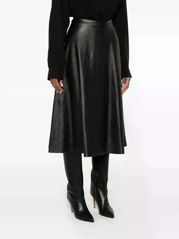 Balenciaga Leather Midi Skirt