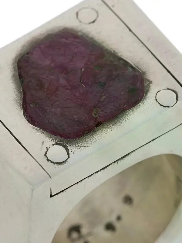 PARTS OF FOUR Plate Single Ring With Ruby Accents