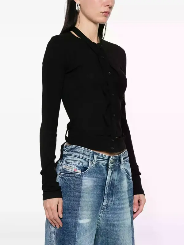Ottolinger Double-fastening Ribbed Cardigan - Black
