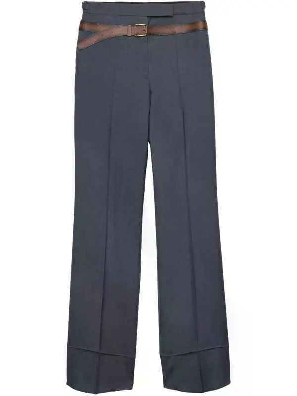 Prada Belt-print Trousers - Grey