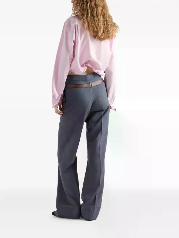 Prada Belt-print Trousers - Grey