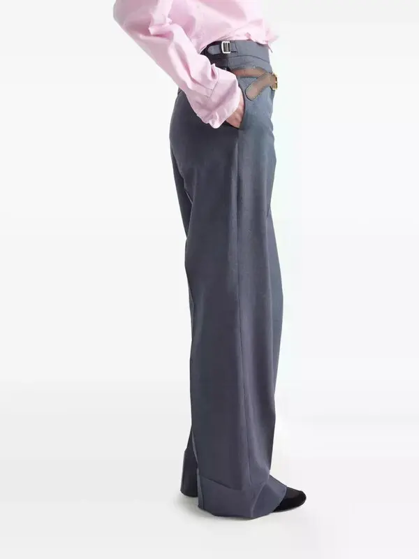 Prada Belt-print Trousers - Grey