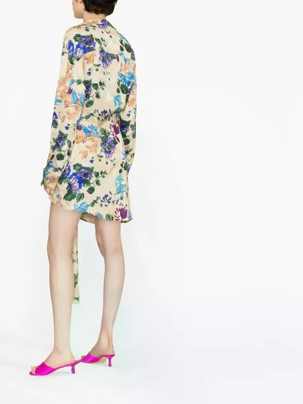 Off-White Floral-print Asymmetric Shirtdress