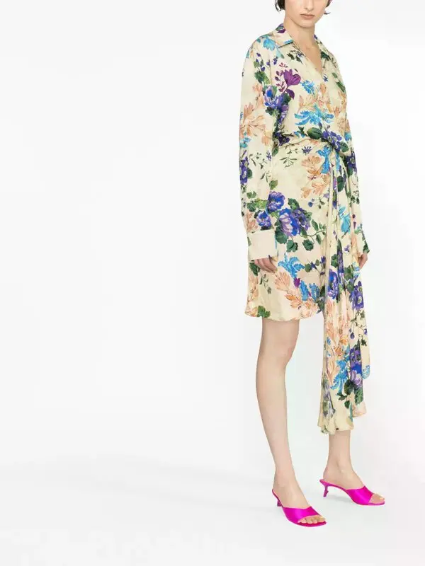 Off-White Floral-print Asymmetric Shirtdress