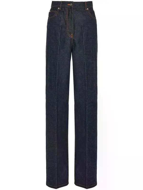 FERRAGAMO Logo-appliqué Wide-leg Jeans