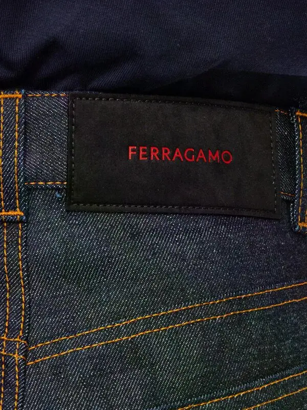 FERRAGAMO Logo-appliqué Wide-leg Jeans