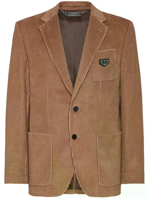 Philipp Plein Single-breasted Corduroy Blazer - Brown