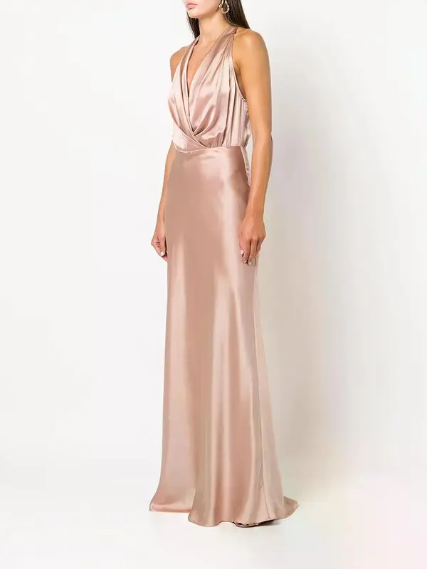 Michelle Mason Draped Halterneck Dress - Pink
