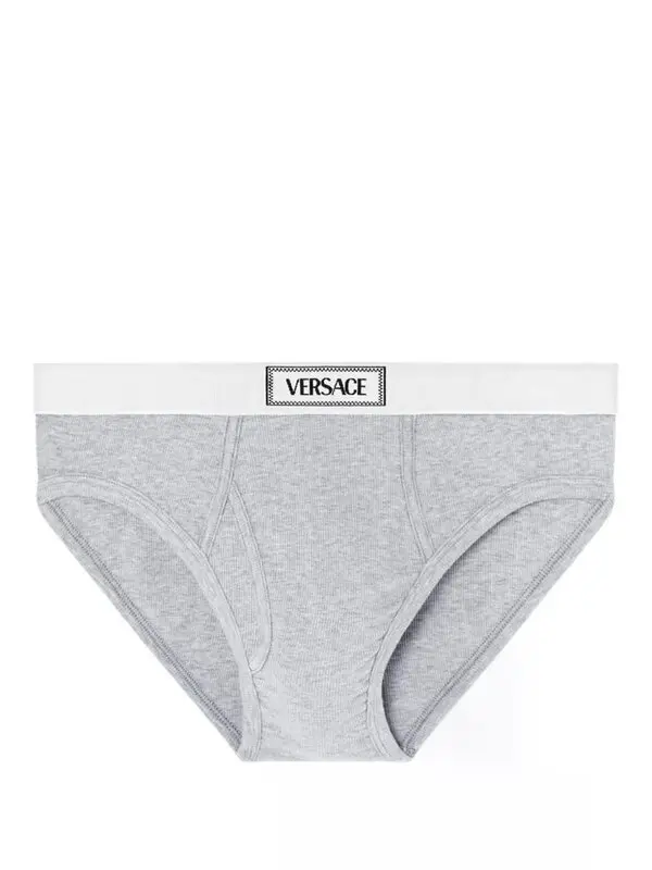 Versace Cotton Ribbed Briefs - Grey