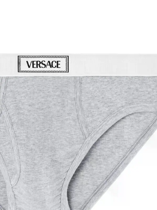 Versace Cotton Ribbed Briefs - Grey
