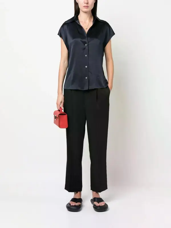 Vince Short-sleeve Silk Shirt - Blue