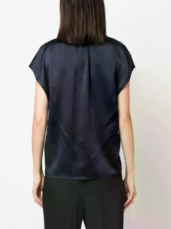Vince Short-sleeve Silk Shirt - Blue