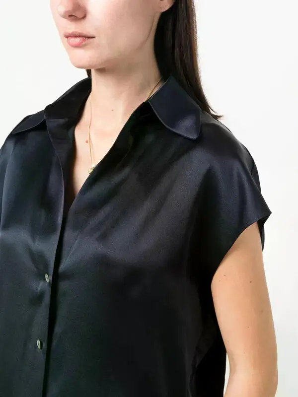 Vince Short-sleeve Silk Shirt - Blue