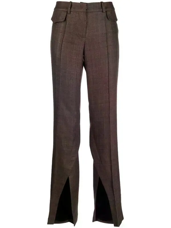 THE MANNEI Newport Pleated Flared Trousers - Brown
