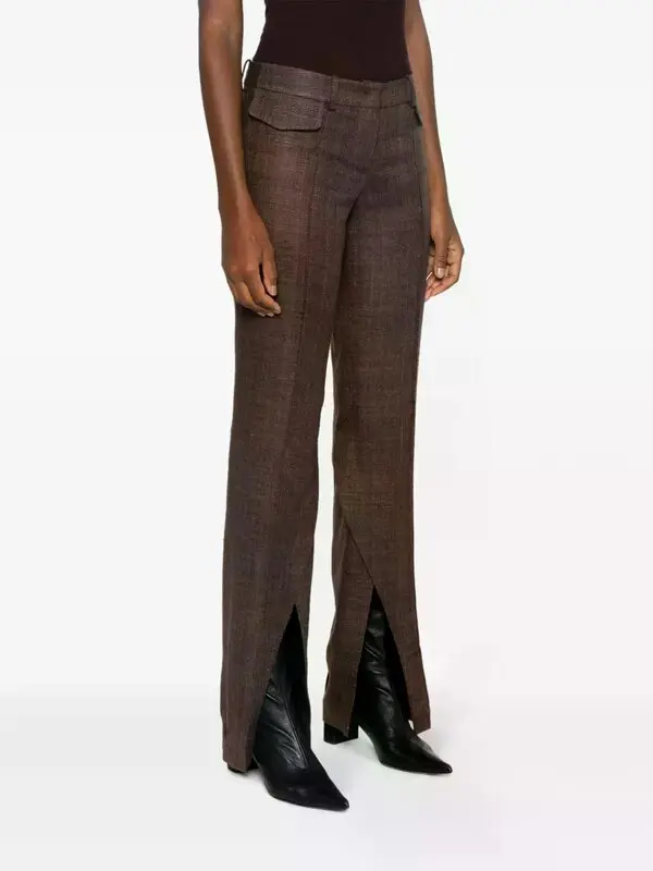 THE MANNEI Newport Pleated Flared Trousers - Brown