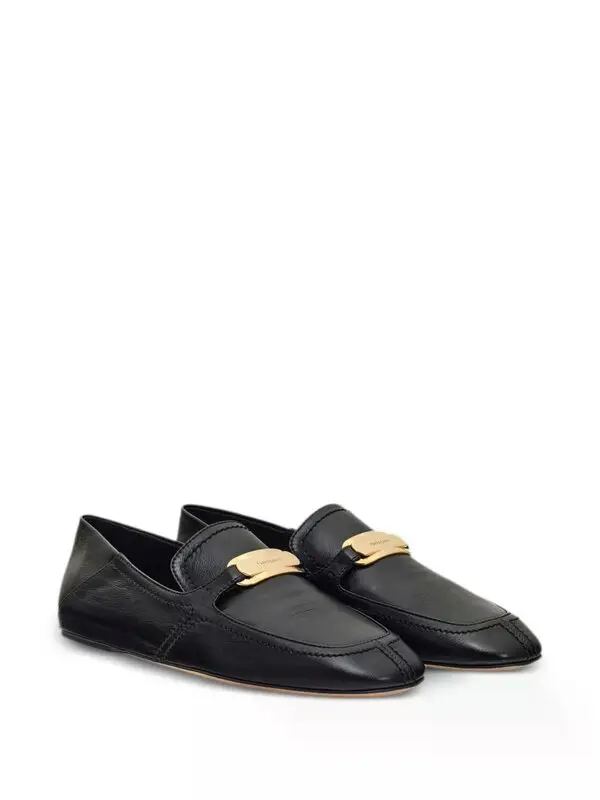 FERRAGAMO Buckle Leather Loafers - Black