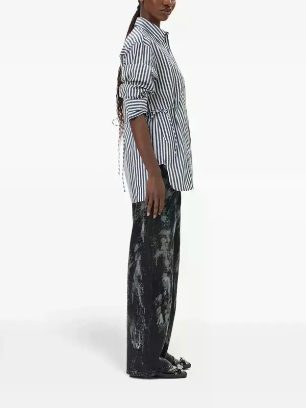 GANNI Striped Poplin Shirt - Black