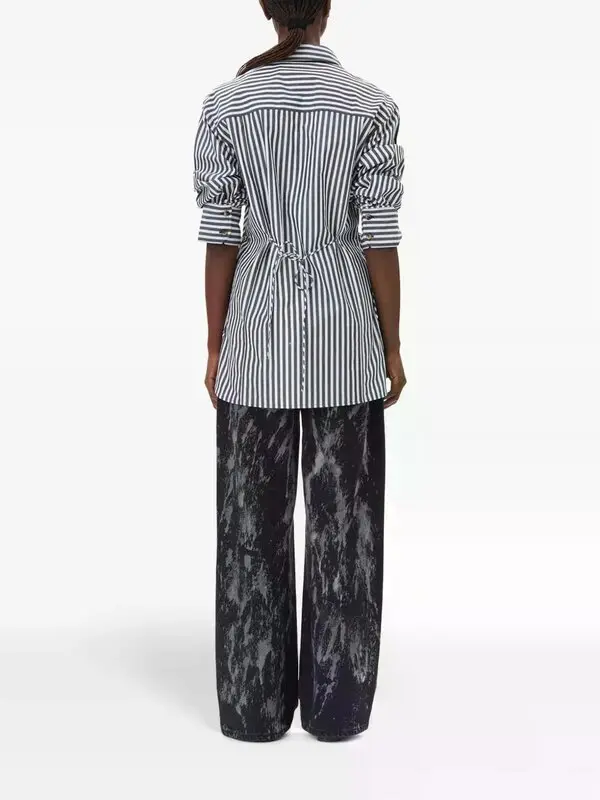 GANNI Striped Poplin Shirt - Black