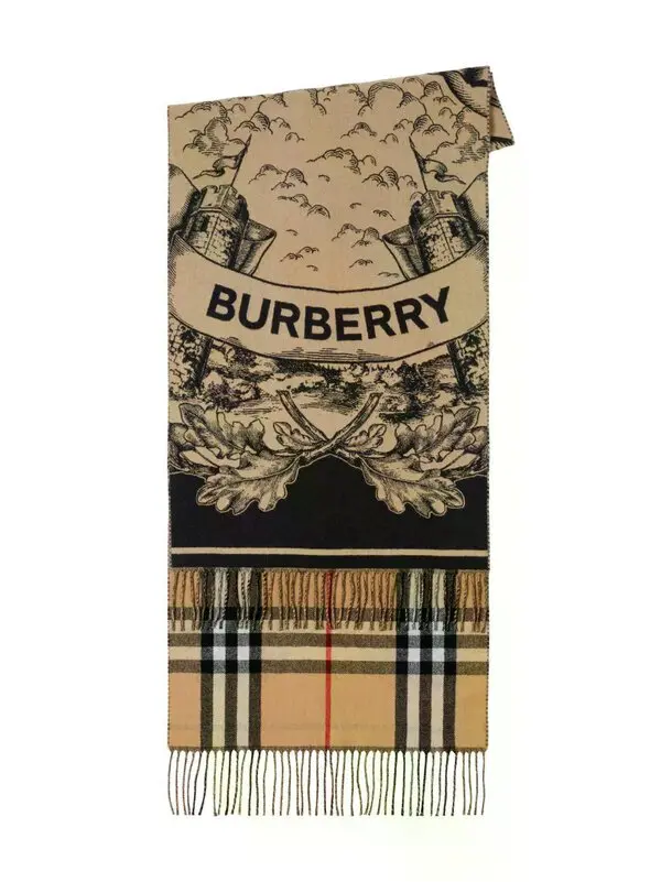 Burberry Cashmere Jacquard Reversible Scarf - Neutrals