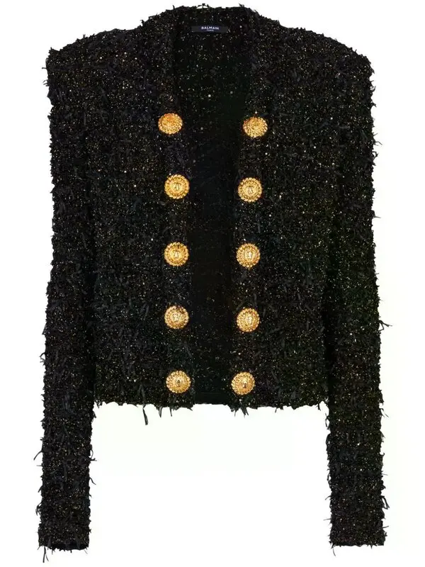 Balmain Edge-to-edge Tweed Jacket - Black