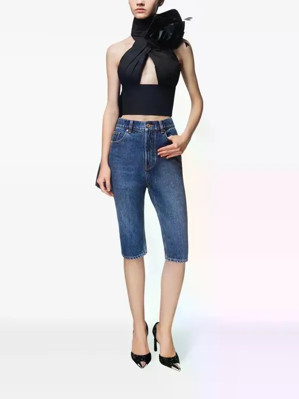 AREA Floral Appliqué Halter Top