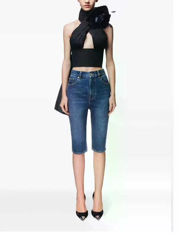 AREA Floral Appliqué Halter Top