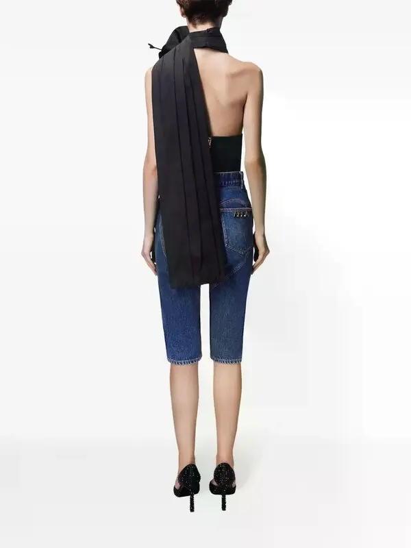 AREA Floral Appliqué Halter Top