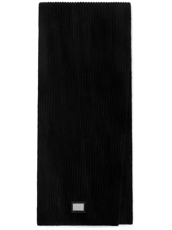 Dolce & Gabbana Logo-patch Wool Scarf - Black