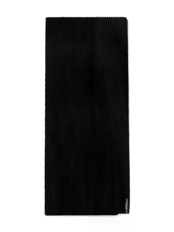 Dolce & Gabbana Logo-patch Wool Scarf - Black