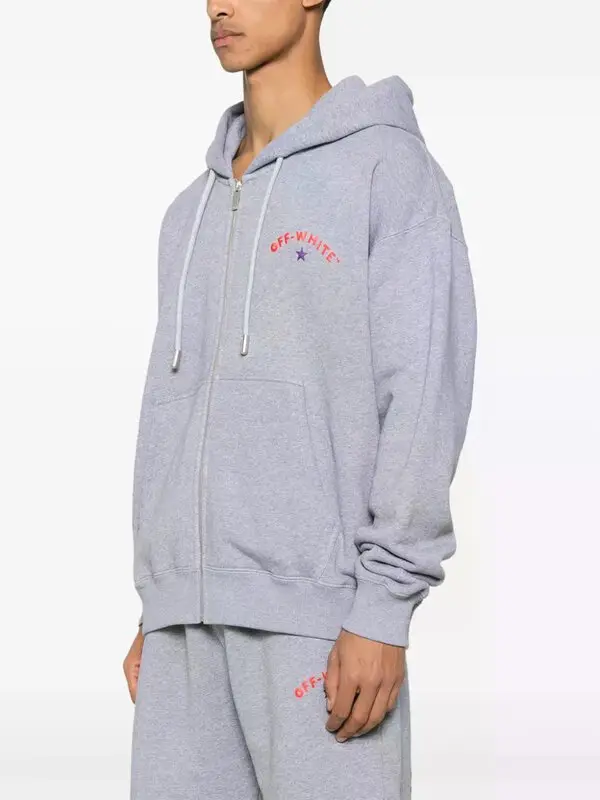 Off-White Logo-print Zip Up Hoodie