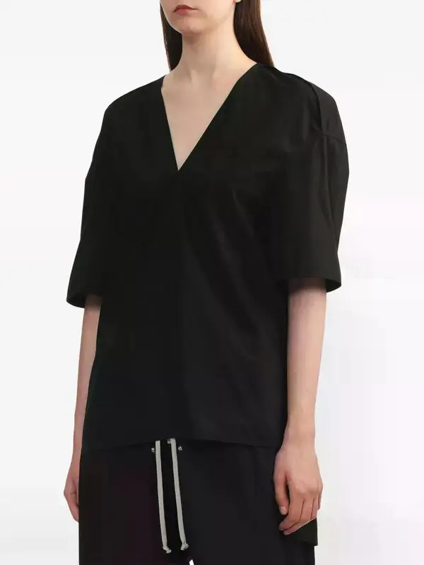Rick Owens V-neck Cotton T-shirt - Black