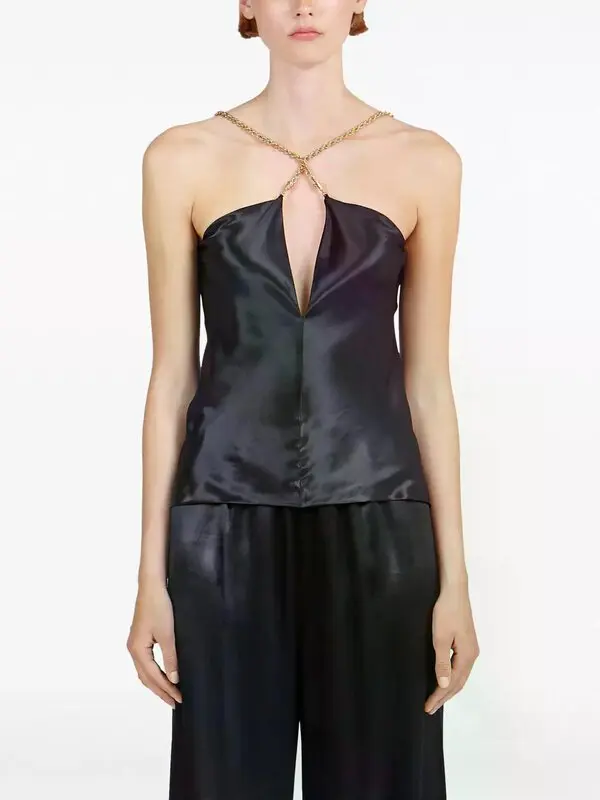 FERRAGAMO Twisted-strap Satin Top
