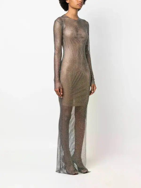 GENNY Crystal-embellished Net Maxi Dress
