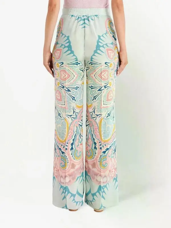 Etro Paisley-print Satin Trousers - Blue