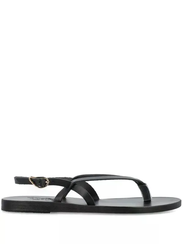 ANCIENT GREEK SANDALS Synthesis Flat Leather Sandals - Black