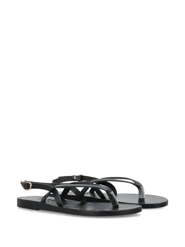 ANCIENT GREEK SANDALS Synthesis Flat Leather Sandals - Black