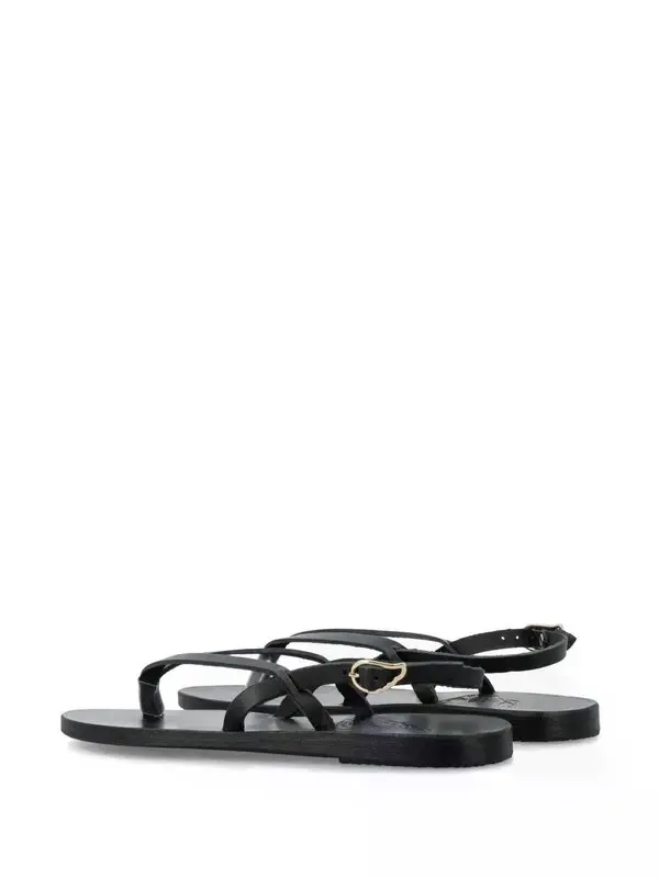 ANCIENT GREEK SANDALS Synthesis Flat Leather Sandals - Black