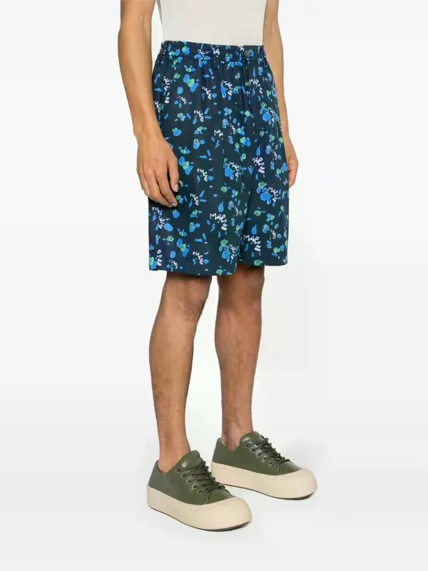 Marni Dripping Abstract-print Deck Shorts - Blue