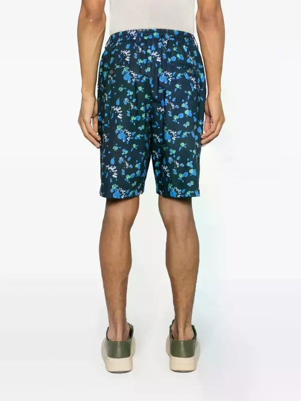 Marni Dripping Abstract-print Deck Shorts - Blue