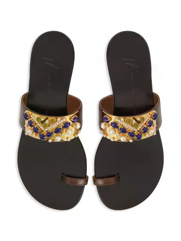 GIUSEPPE ZANOTTI Nefertiti Flat Sandals - Brown