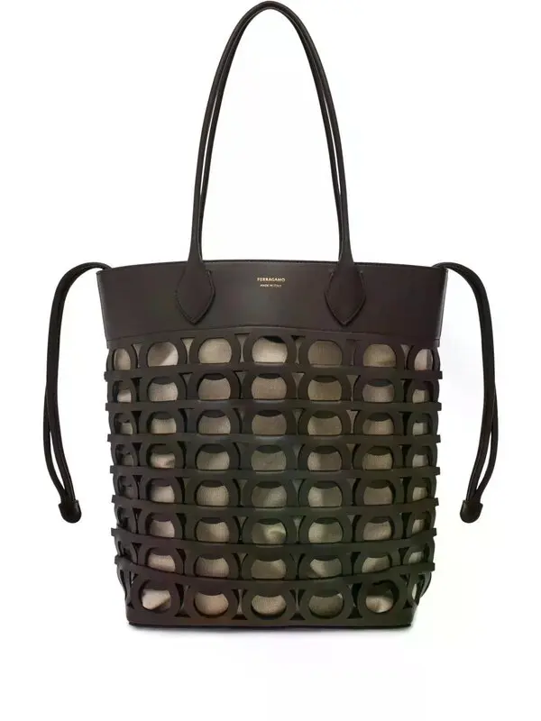 FERRAGAMO Medium Gancini Tote Bag - Brown