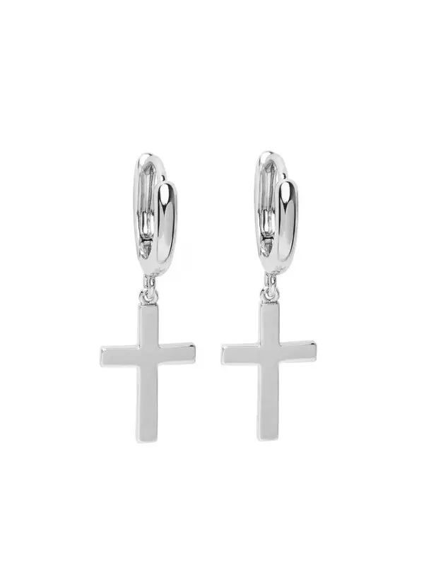 NIALAYA JEWELRY Cross Dangling Earrings - Silver
