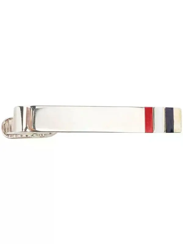 Thom Browne Striped Tie Clip - Silver