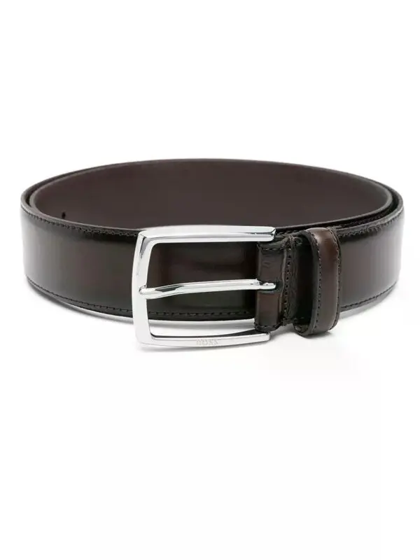 BOSS Logo-engraved Buckle Leather Belt